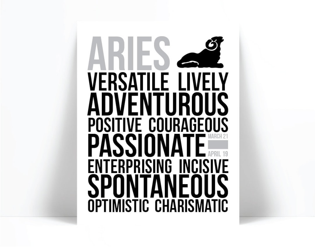 Aries Personality Character Traits - Black & White Subway Art Print ...