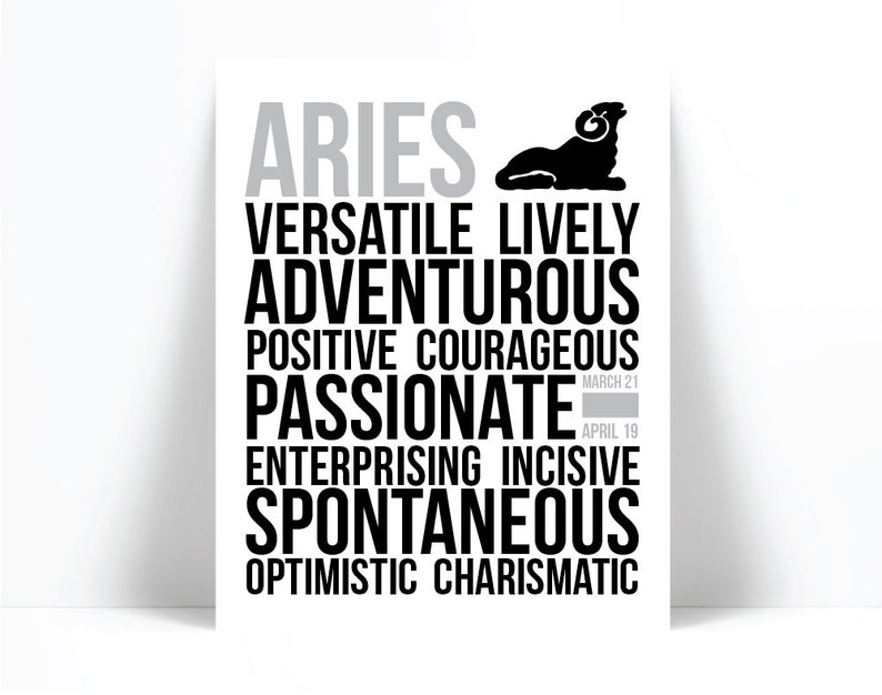 Aries Personality Character Traits Black & White Subway Art - Etsy Aries Personality Character Traits Black & White Subway Art - Etsy