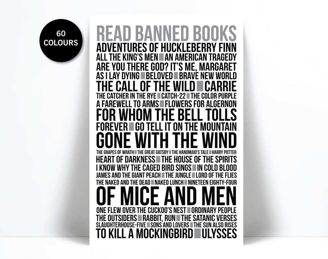 Read Banned Books Art Print - Library Poster - Censorship Art Print ...