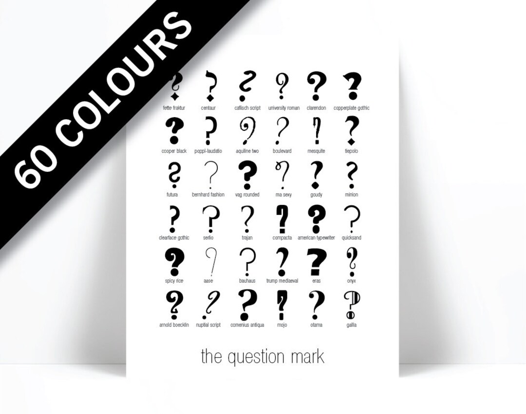 Question Marks Art Print Punctuation Typography Poster - Etsy