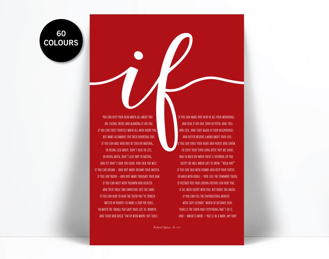 If by Rudyard Kipling - Poetry Quote Poster - Motivational Art ...