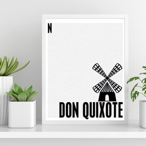 Don Quixote by Miguel De Cervantes Art Print - Book Lovers Decor ...