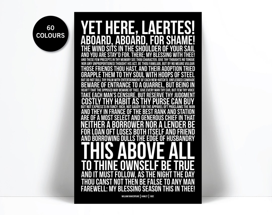 William Shakespeare Quote Art Print - Polonius' Advice to Laertes ...
