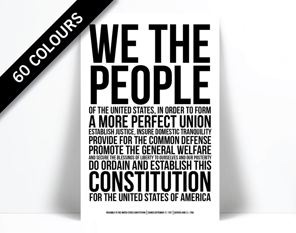 Preamble to the US Constitution Art Print Political American | Etsy