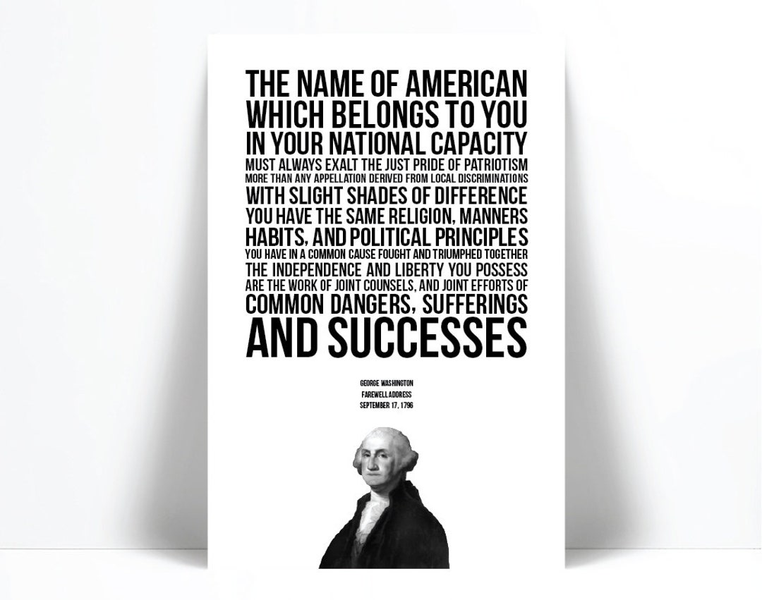 George Washington Presidential Farewell Address Quote Art Print ...