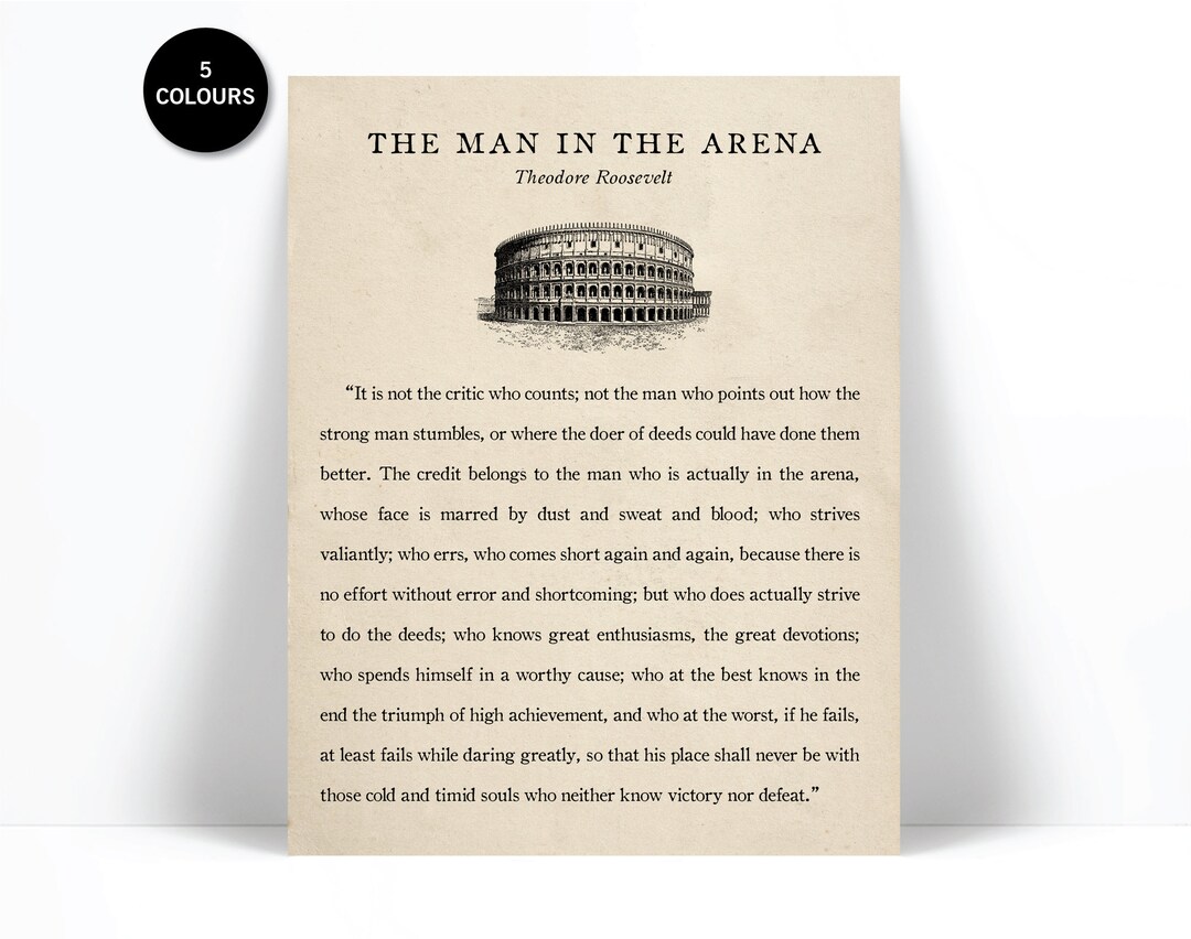 Theodore Roosevelt - Man in the Arena Speech - Typographic Print ...