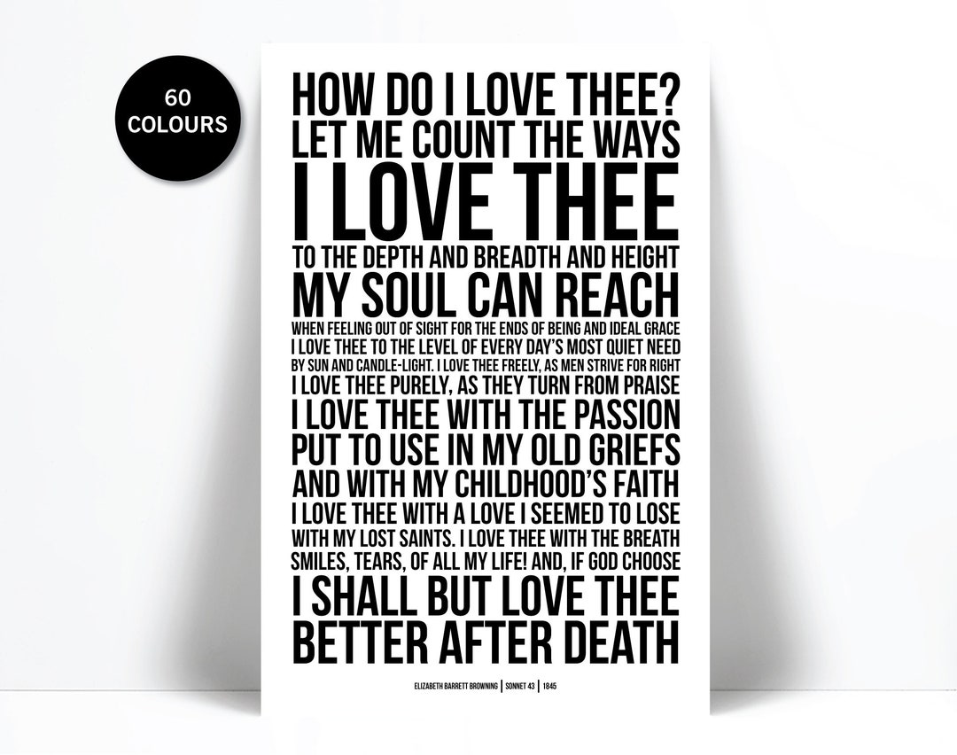 How Do I Love Thee Elizabeth Barrett Browning Art Print - Poster for ...