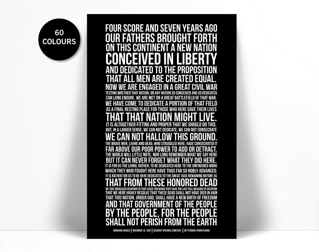Abraham Lincoln Gettysburg Address Quote Art Print - Presidential ...
