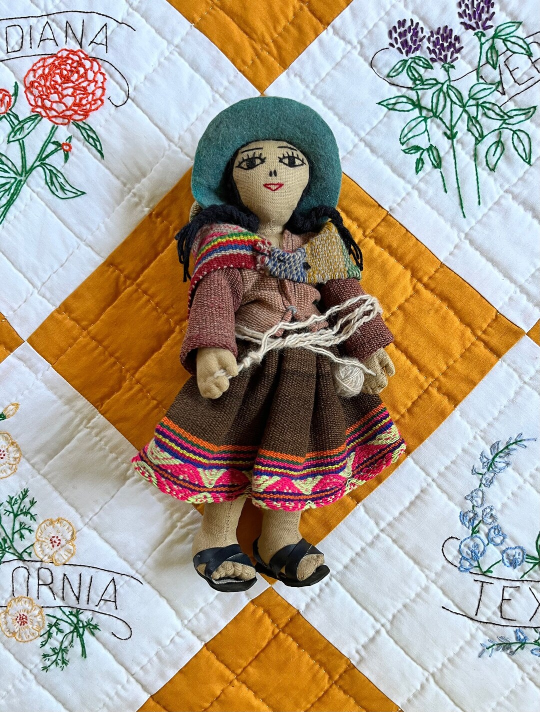 VINTAGE Peruvian/andean Handmade Embroidered Doll - Etsy