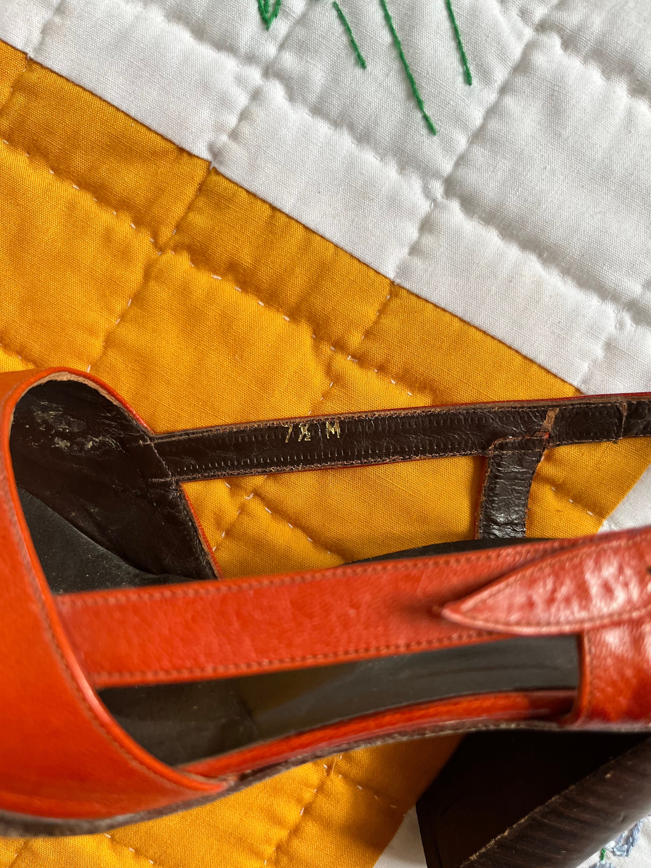 60s - PAPPAGALLO - Orange Leather Sandals, 7 1/2-8 - Etsy