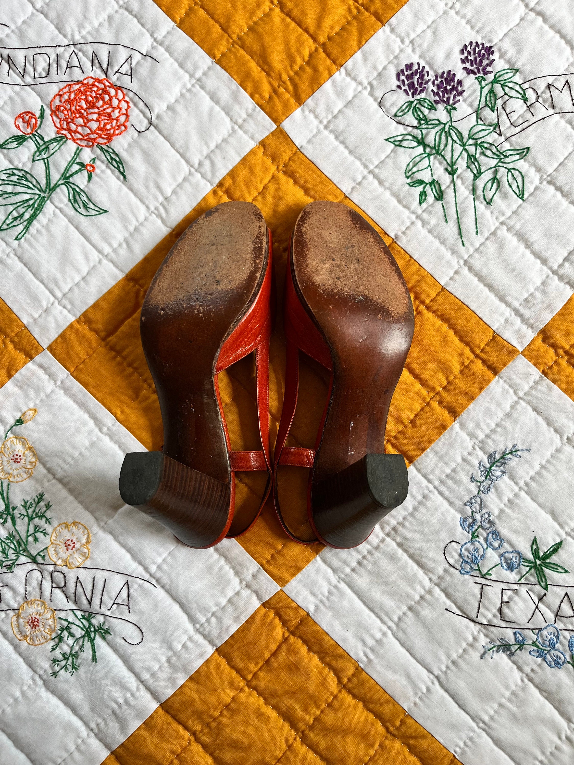 60s PAPPAGALLO Orange Leather Sandals, 7 1/2-8 - Etsy