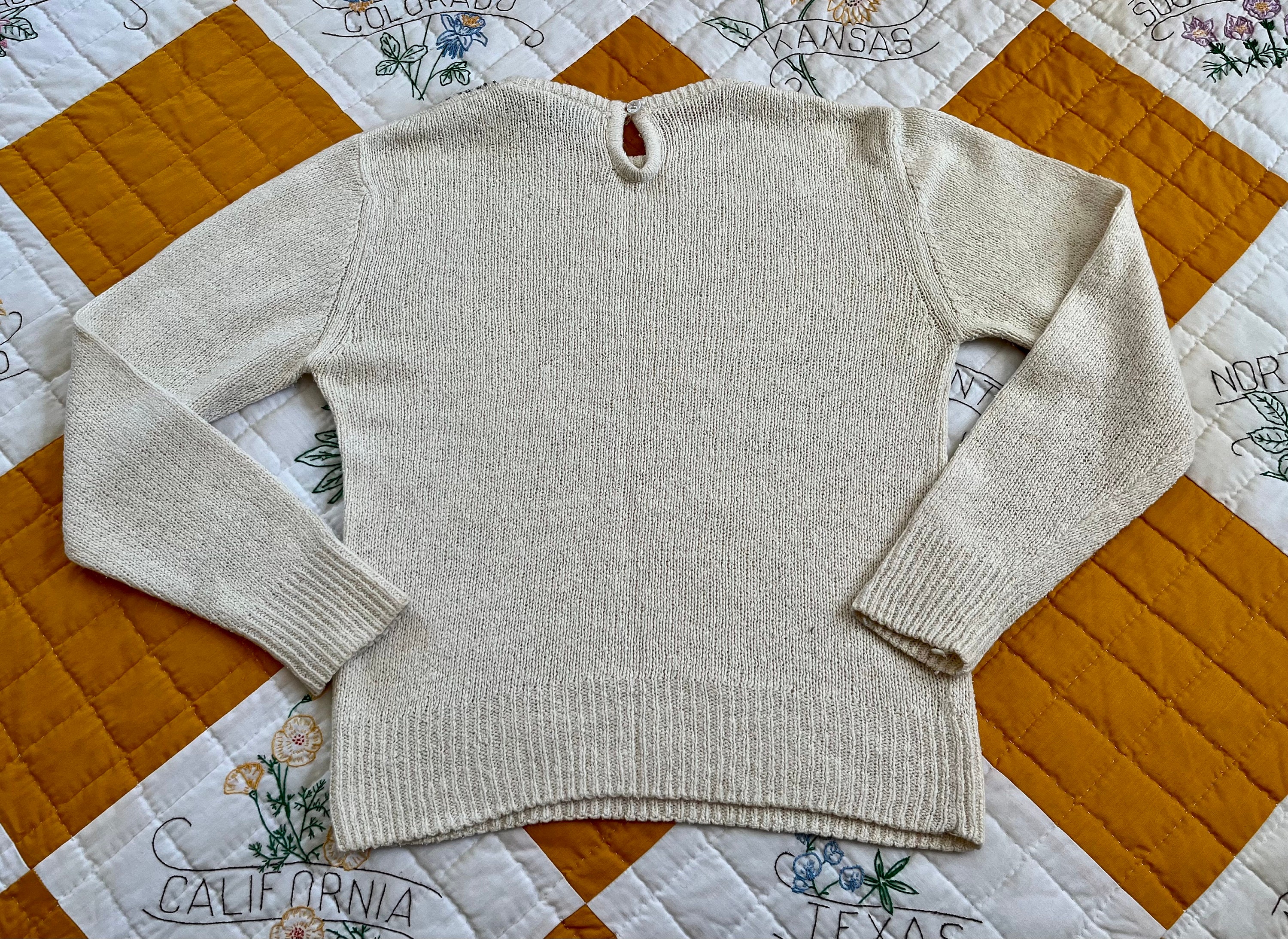 80s FANTASTIICO Sumptuous Cream Sweater W/beaded Art Deco - Etsy