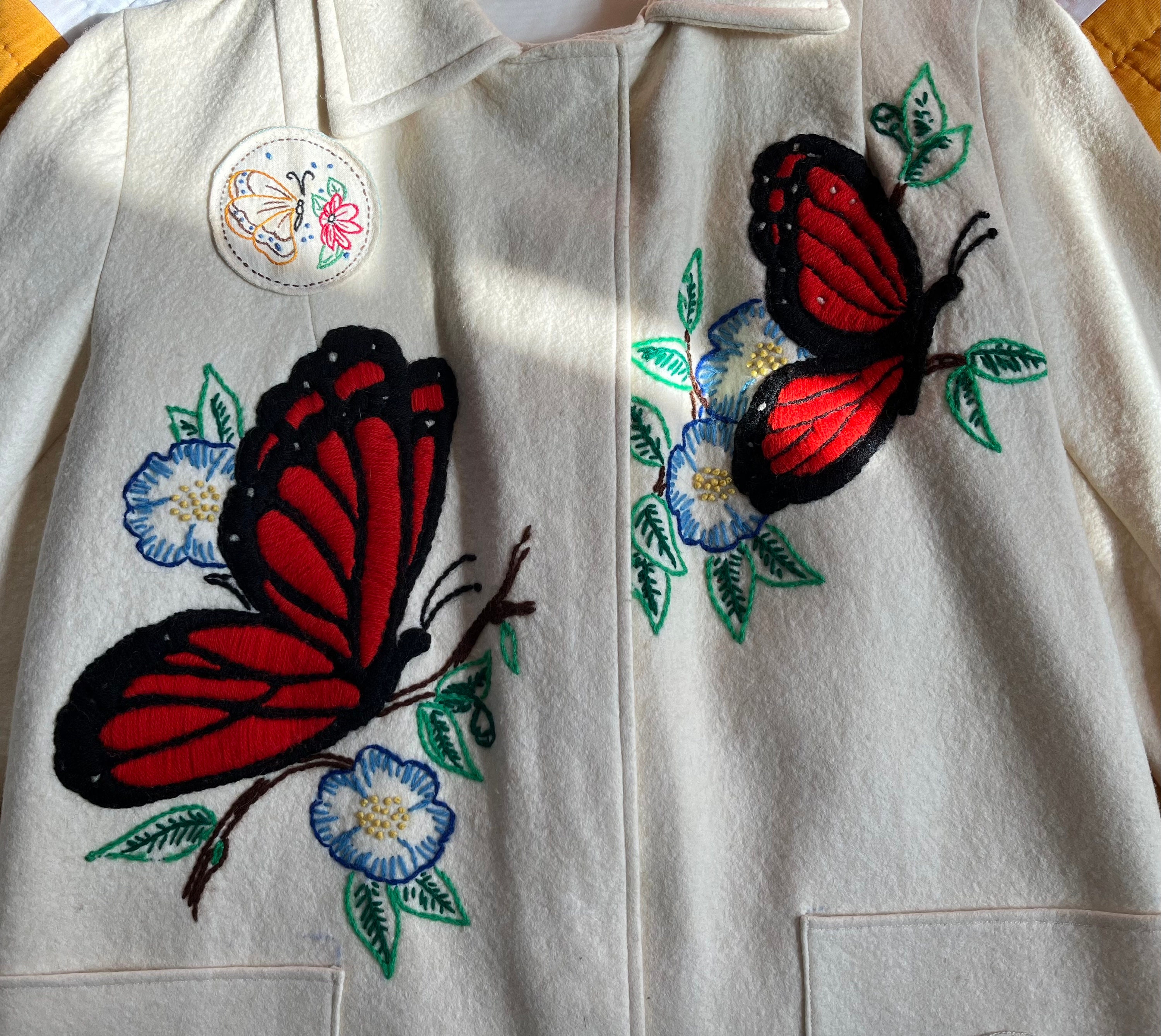 70s Handmade Hand Embroidered Butterfly Jacket With Added - Etsy