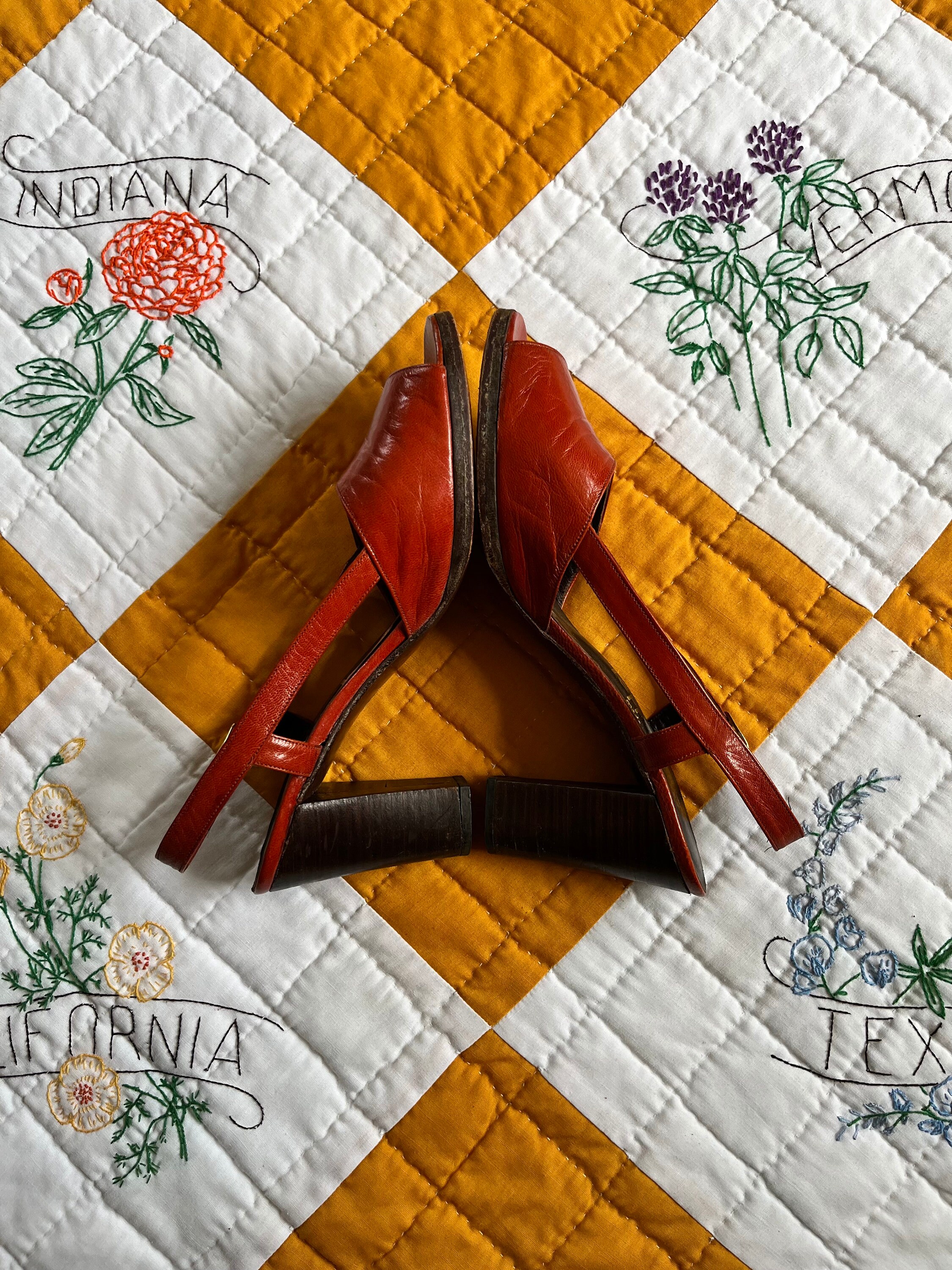 60s - PAPPAGALLO - Orange Leather Sandals, 7 1/2-8 - Etsy