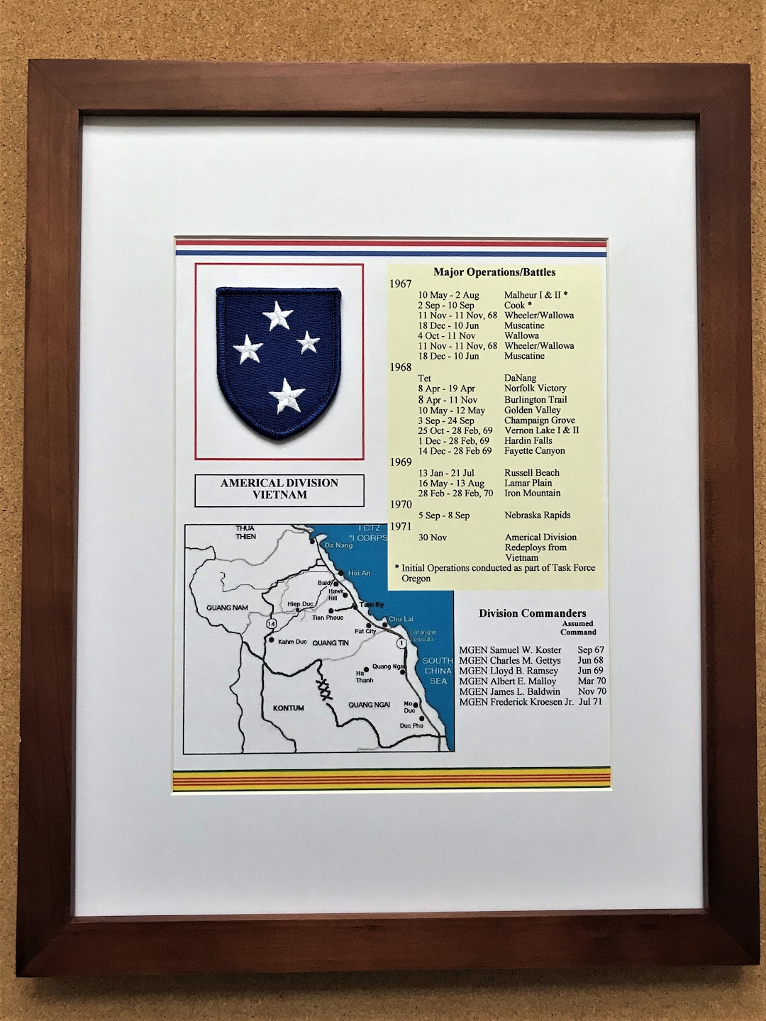 Americal Division in Vietnam Unit Patch and History 11" X 14" With ...