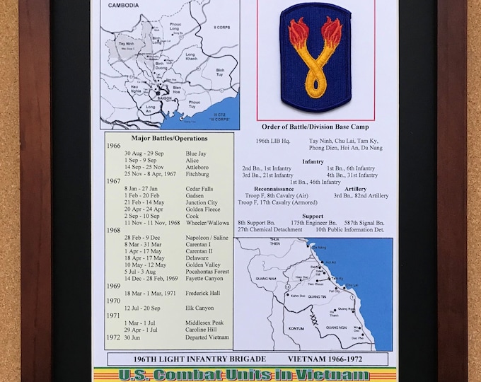 196th Light Infantry Brigade Unit Patch and History in Vietnam 11 X 14 ...