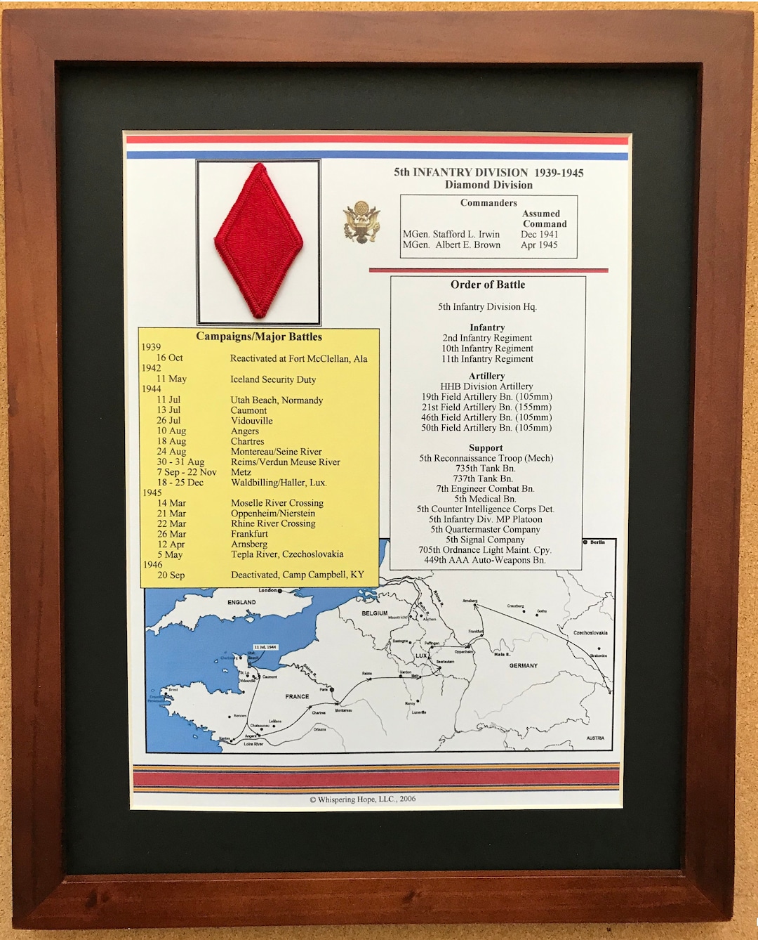 5th Infantry Division Unit Patch and History in WWII 11" X 14" - Etsy