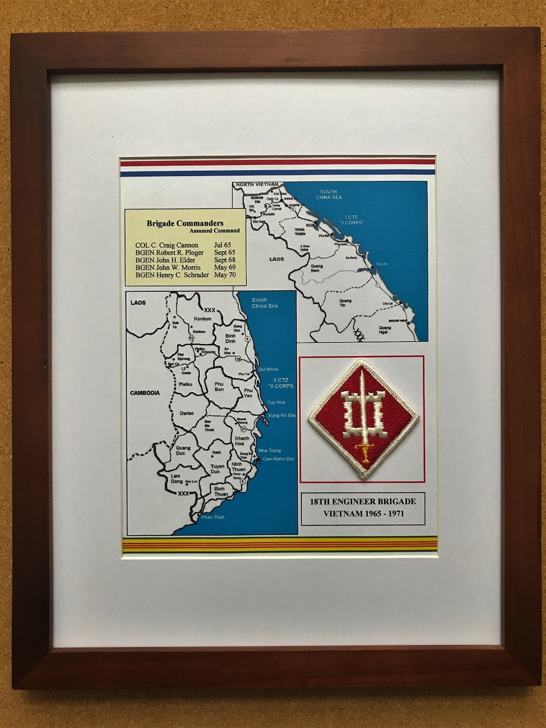 18th Engineer Brigade Vietnam Unit Patch and History 11"x14" With White ...