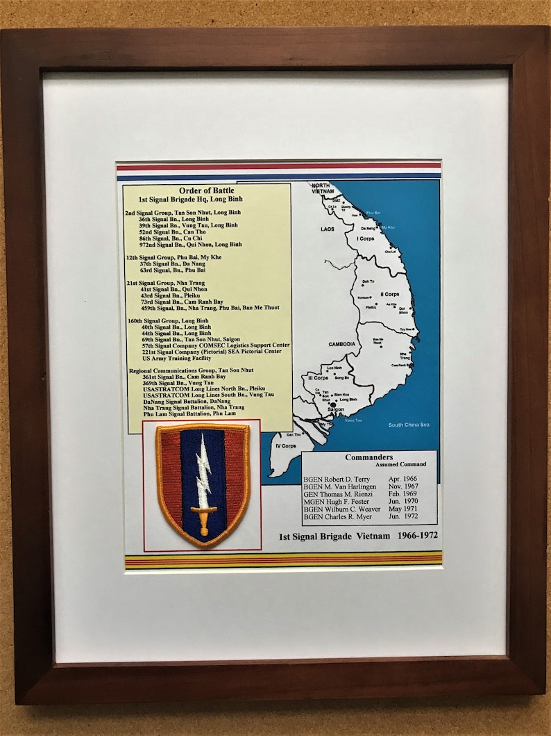 1st Signal Brigade in Vietnam Unit Patch and History 11" X 14" With ...