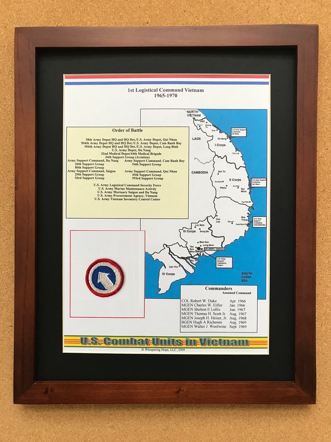 1st Logistical Command Vietnam Unit Patch and History 11"x14" With ...