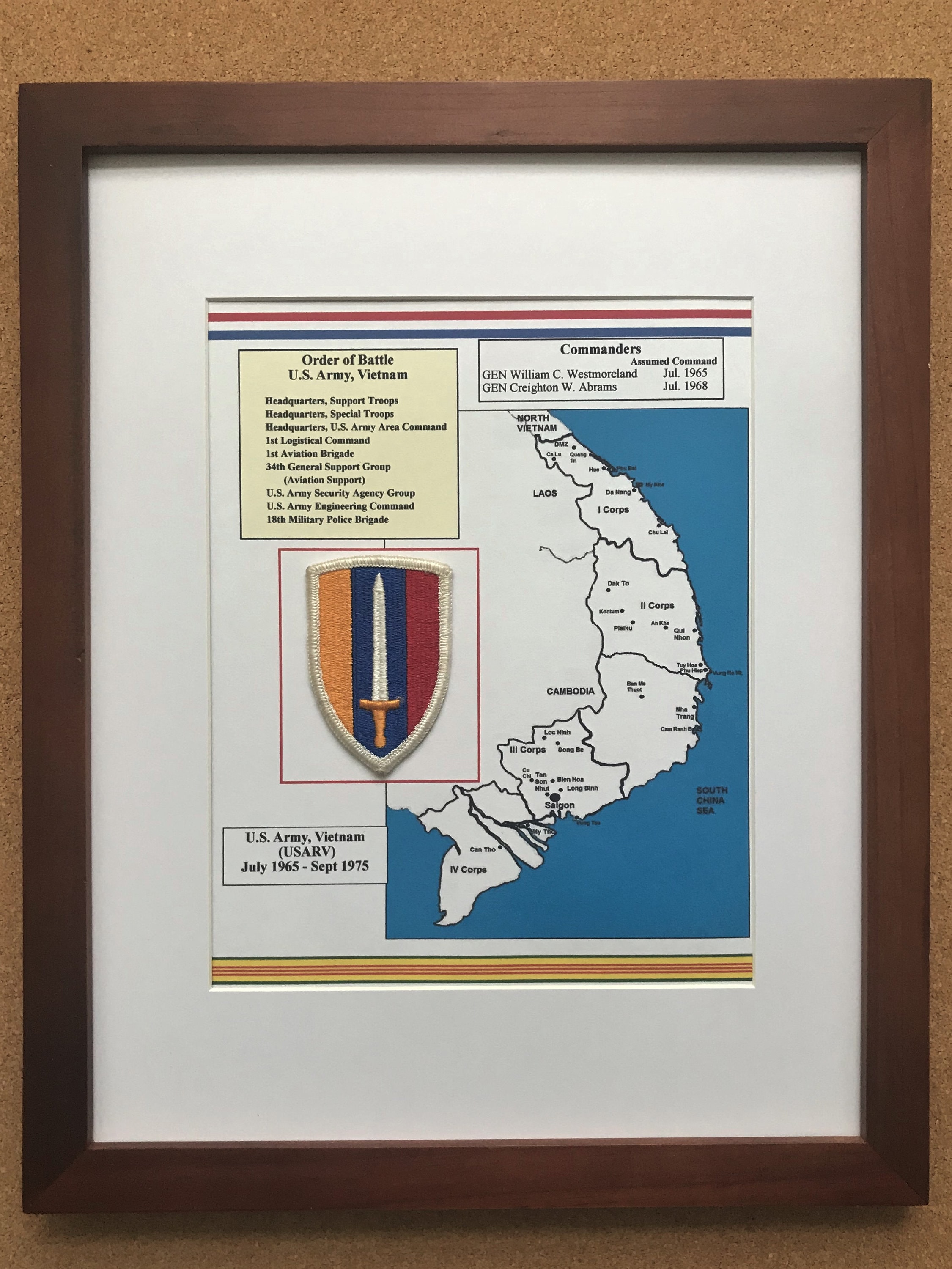 U.S. Army, Vietnam Vietnam Unit Patch and History 11"x14" With White ...