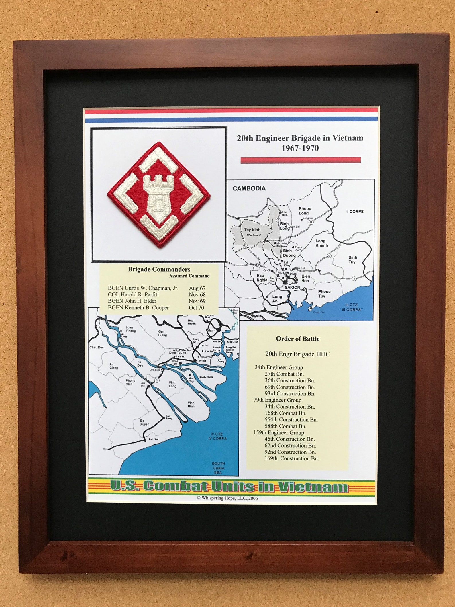 20th Engineer Brigade in Vietnam Unit Patch and History 11" X 14" With ...