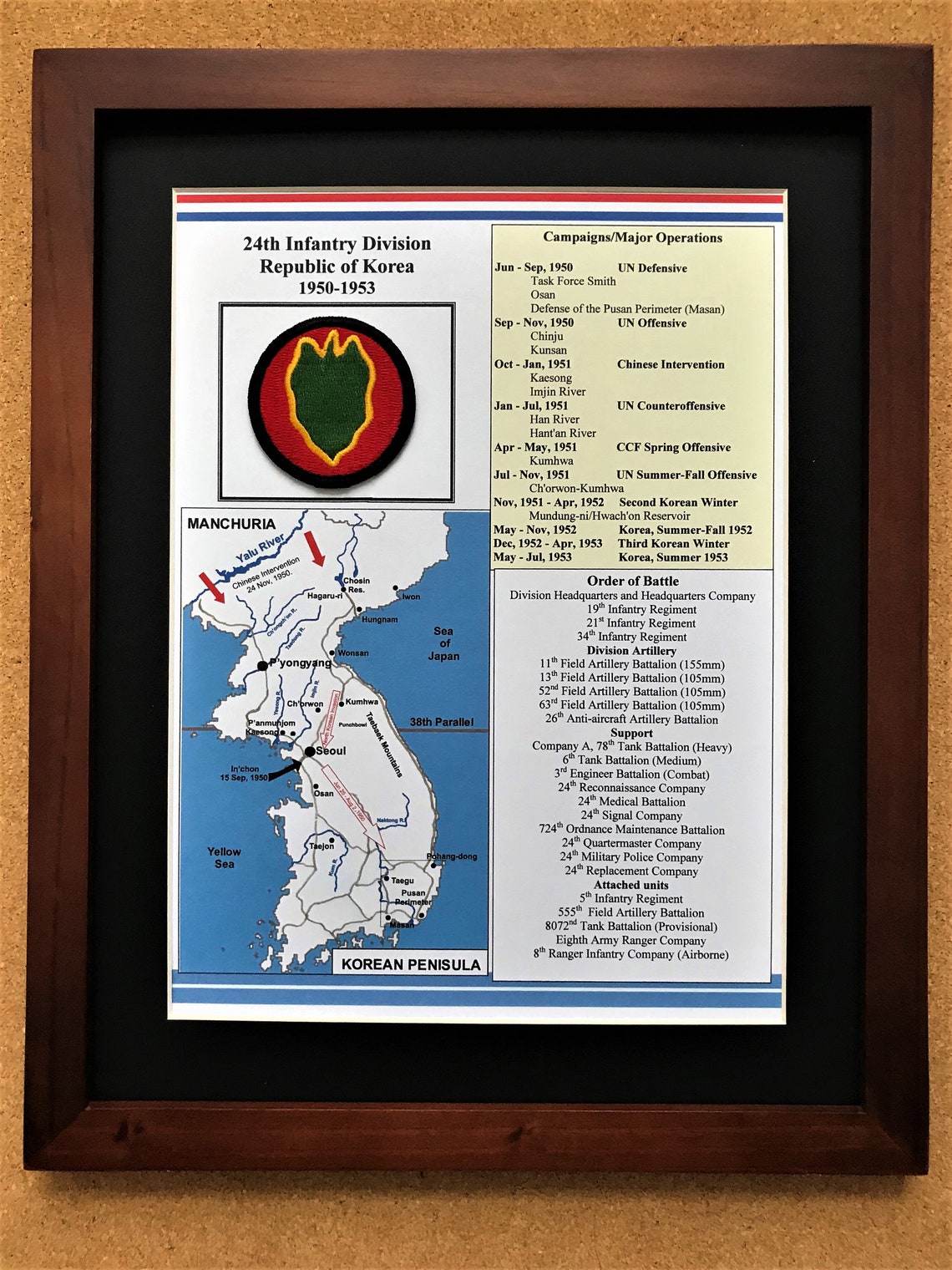 24th Infantry Division Unit Patch and History in Korea 11 X 14 - Etsy