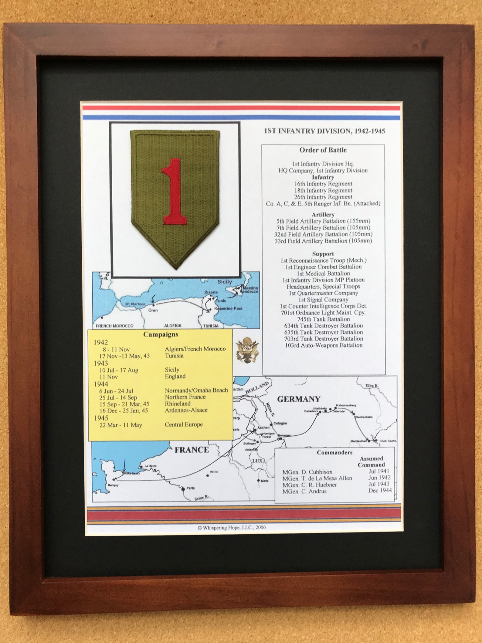 1st Infantry Division Unit Patch/history in World War II, 11 X 14 - Etsy