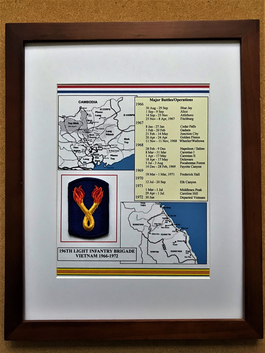 196th Light Infantry Brigade Unit Patch and History in Vietnam 11" X 14 ...