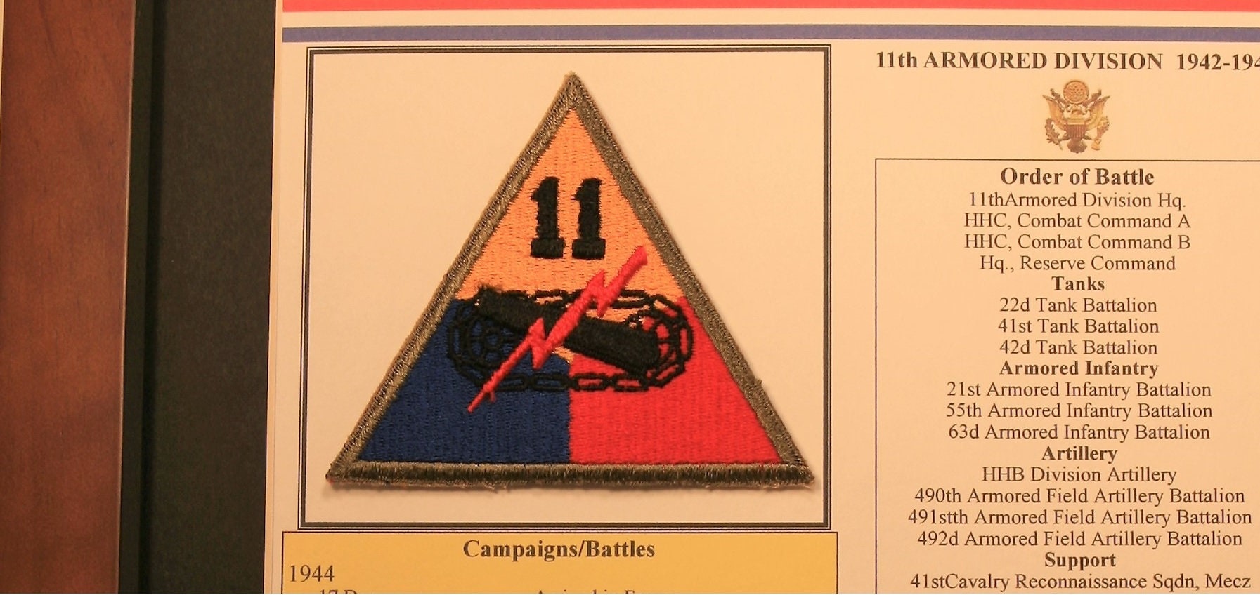 11th Armored Division Patch and History in World War II - Etsy