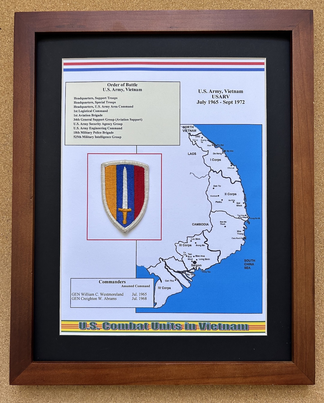 U.S. Army, Vietnam Vietnam Unit Patch and History 11"x14" - Etsy