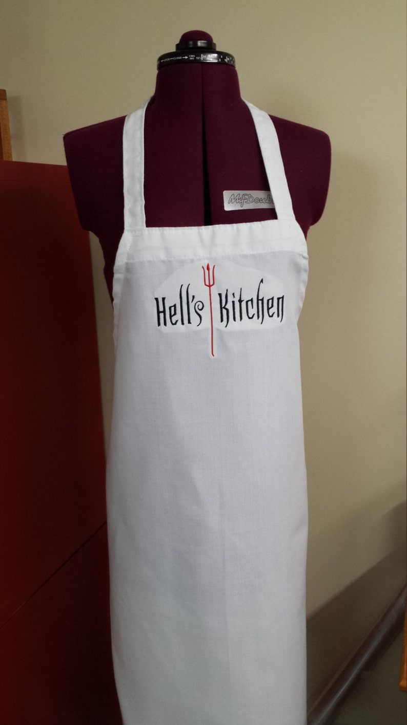 Embroidered Hell's Kitchen Apron Adult White New HK Black Adult - Etsy