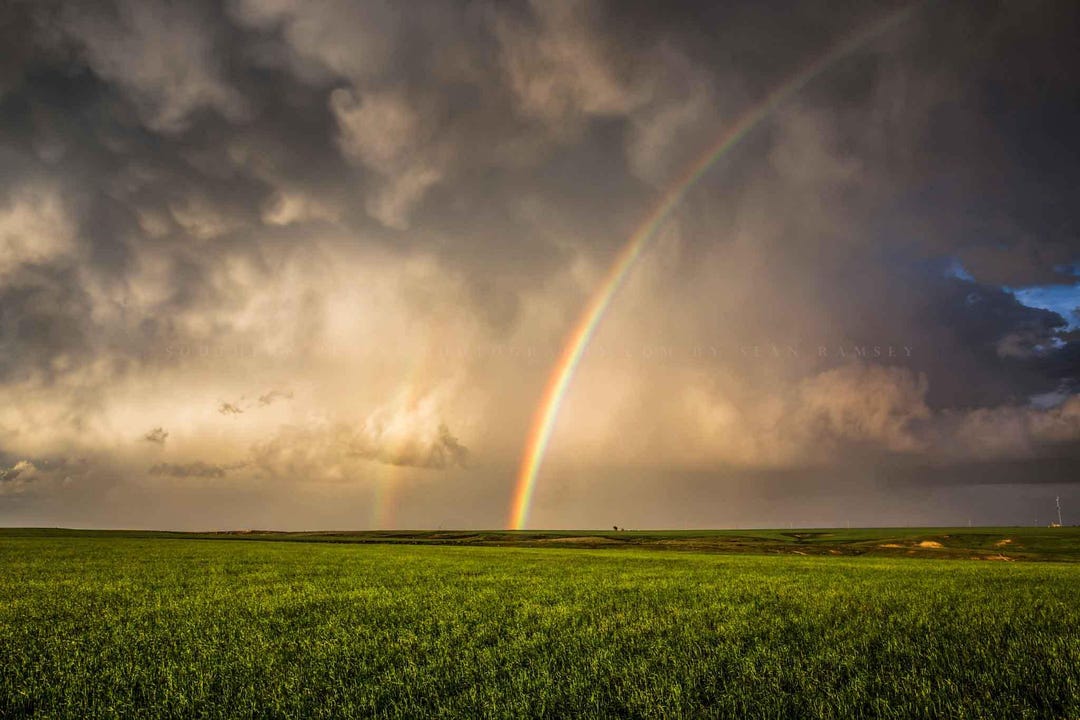 Rainbow Photography Print: Oklahoma Great Plains Stormy Sky Field ...