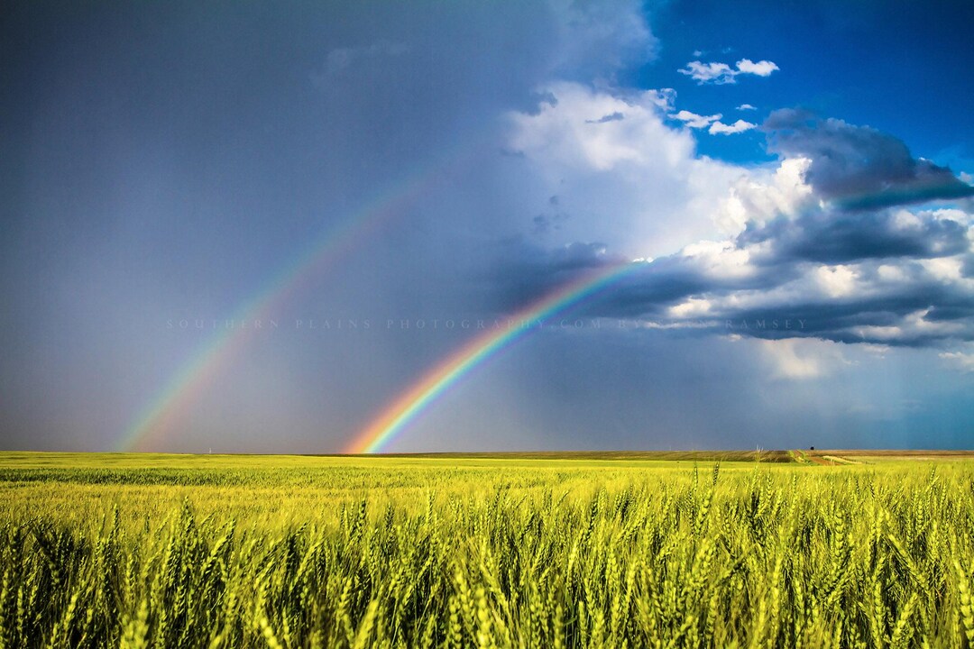 Rainbow Photography Print: Kansas Wheat Field Great Plains Stormy Sky ...