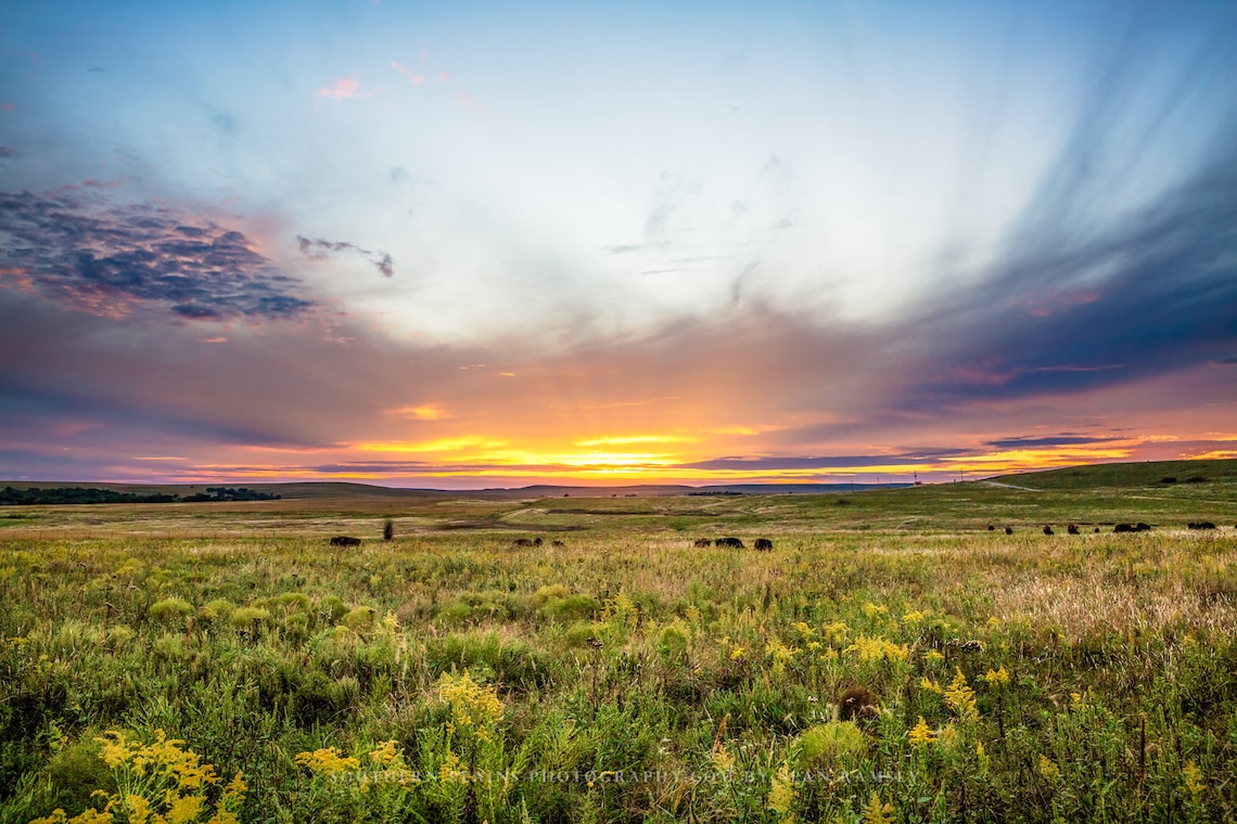 Great Plains Photography Print Picture of Scenic Sunset Over - Etsy