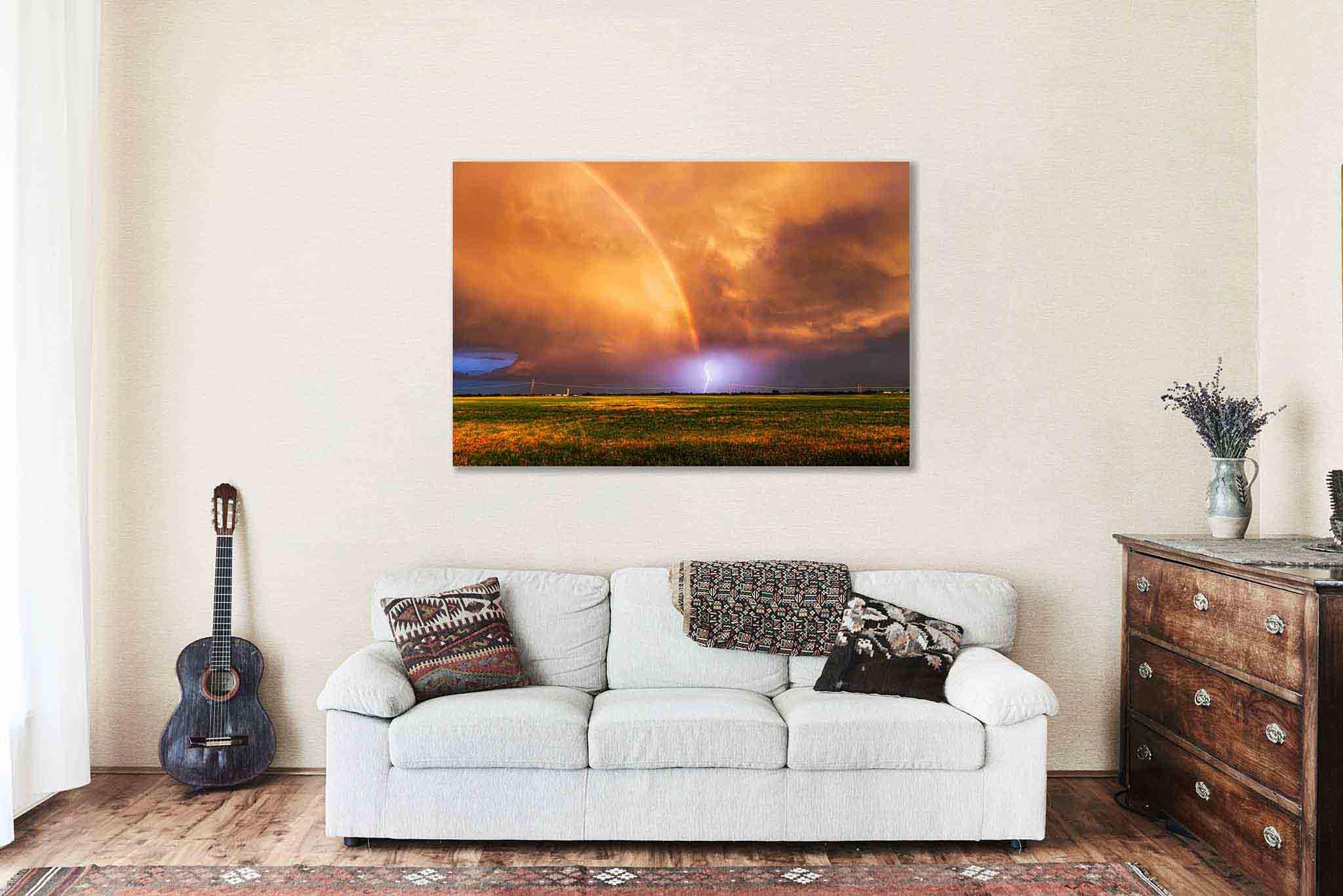 Storm Photography Print: Oklahoma Lightning Rainbow Stormy Sky Weather ...