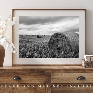 Hay Bale Photography Print Nostalgic Picture in Black and White of ...