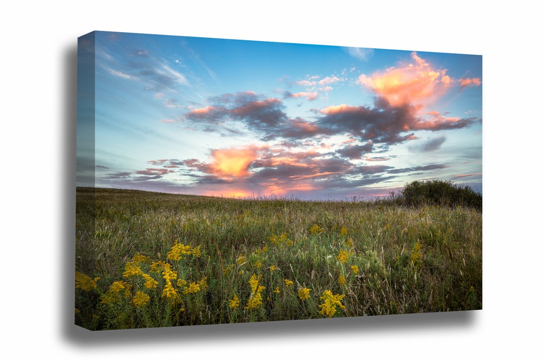 Great Plains Wall Art ready to Hang Canvas of Clouds Illuminated Over ...