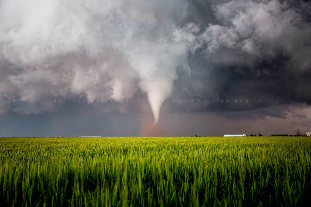 Storm Photography Print Picture of Tornado Over Wheat Field on Stormy ...