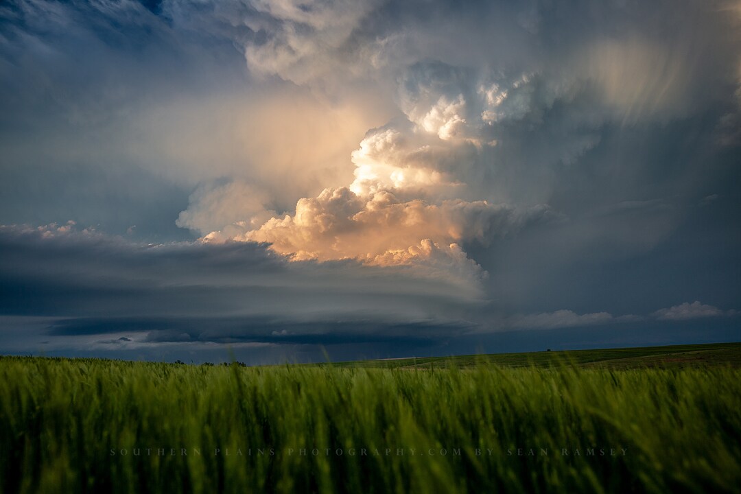 Nature Photography Print Picture of Storm Cloud in Sunlight Over Wheat ...