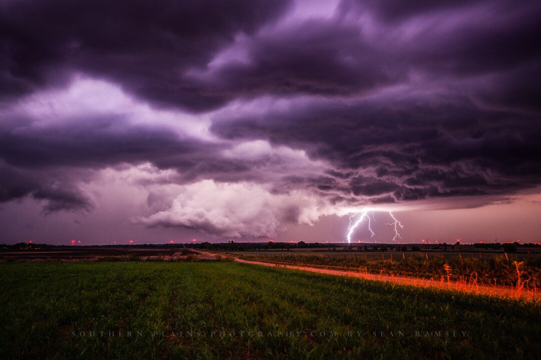 Storm Photography Print Wall Art Picture of Lightning Strike on Stormy ...
