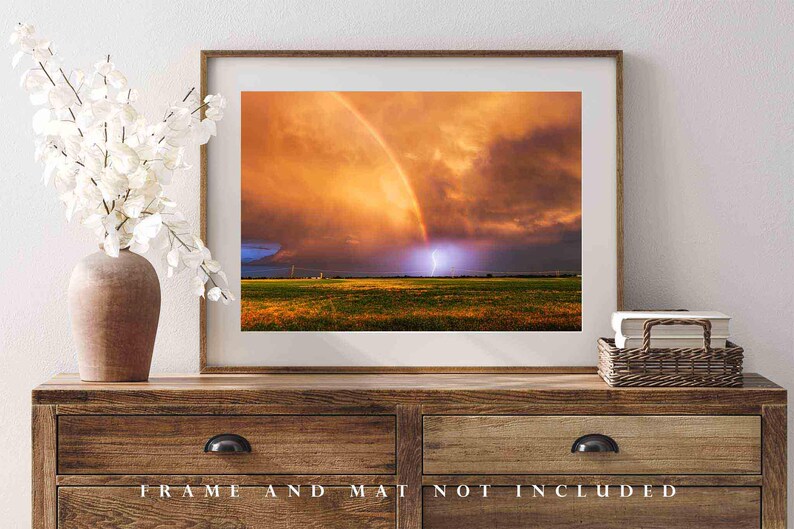 Storm Photography Print: Oklahoma Lightning Rainbow Stormy Sky Weather ...