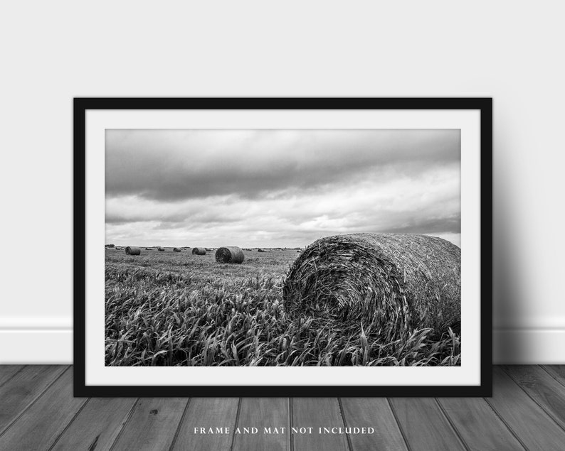 Hay Bale Photography Print Nostalgic Picture in Black and - Etsy