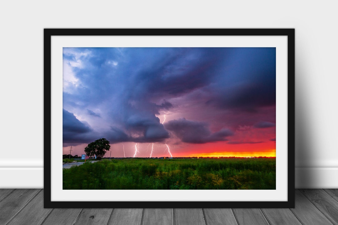 Framed Storm Print With Optional Mat Picture of Multiple Lightning ...