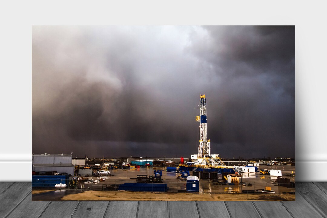 Oilfield Metal Print ready to Hang Wall Art of Drilling Rig in Intense ...