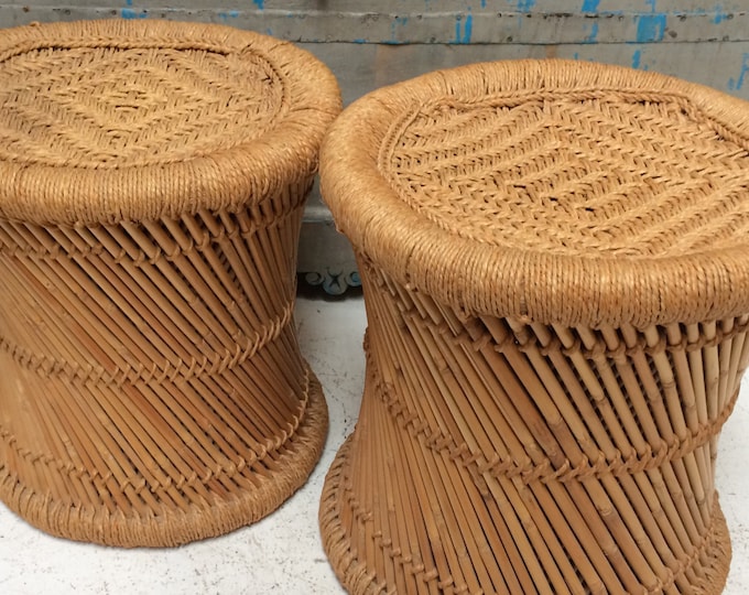 Woven Indian Mooda Straw Stools - Etsy