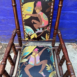 Classic Vintage Childs Rocker With Playful Monkey Upholstery - Etsy