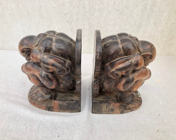 Vintage Wooden Weeping Buddha Bookends, 1 Pair - Etsy
