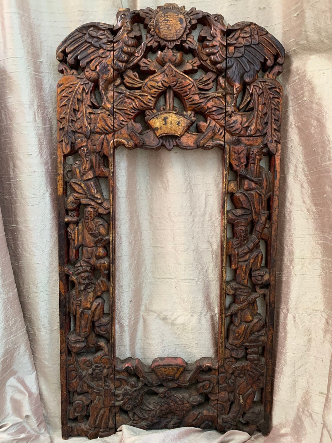 Chinese Carved Wood Frame - Etsy