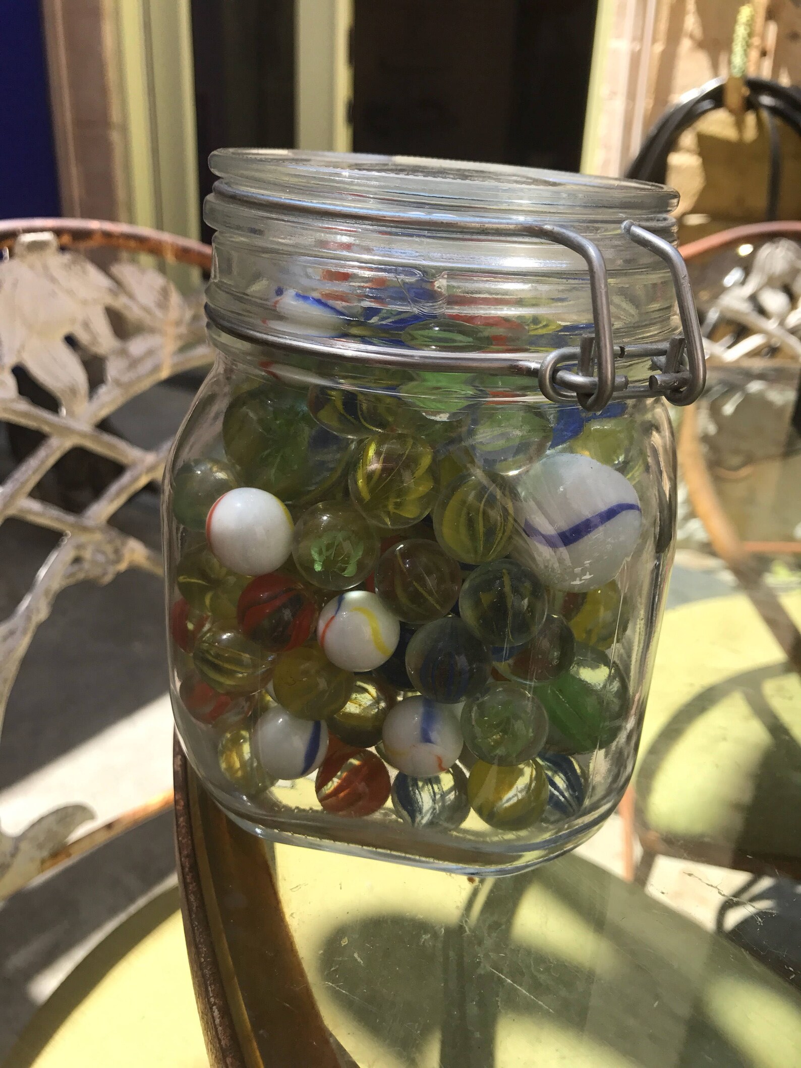 Vintage Italian Mason Jar filled with Colorful Glass Marbles | Etsy